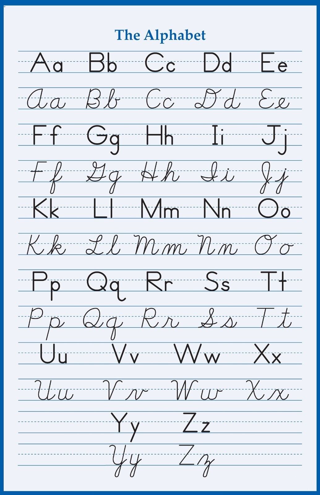 ALPHABET HANDWRITING CURSIVE POSTER 24 X 36 INCH school elementary ...